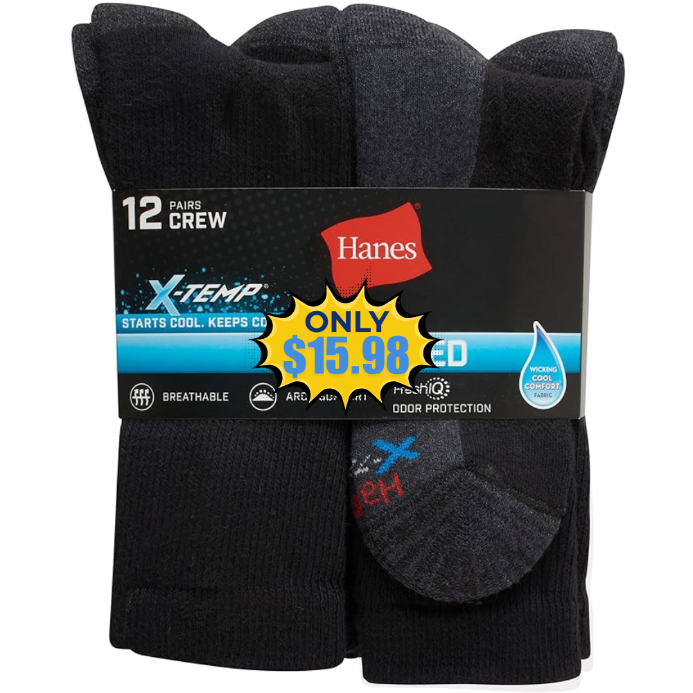 Freshiq X-Temp Active Cool Crew Socks 12-Pack - Deals Finders