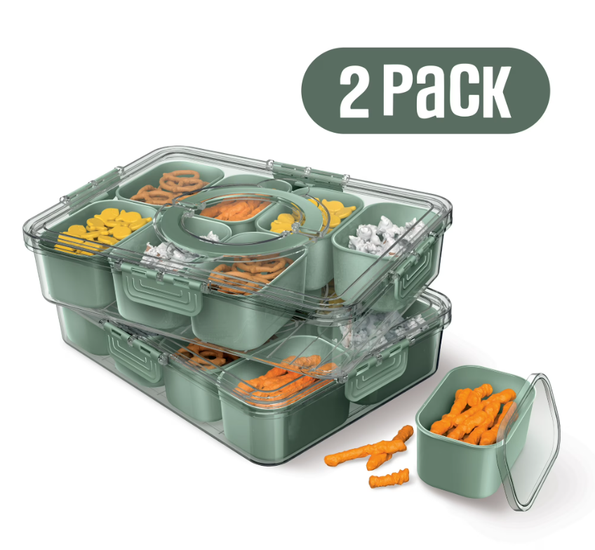 2-Pack 8-Compartment Snackle Box, Charcuterie and Snack Container ONLY ...
